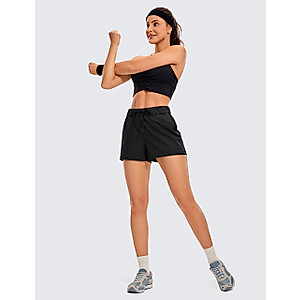 CRZ YOGA Stretch Shorts for Women Work Casual 2.5'' - Athletic Shorts with Pockets for Workout Travel Hiking Golf Black Medium
