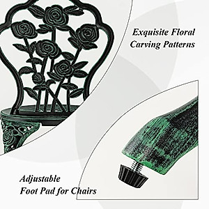 Tangkula 3 Pieces Patio Bistro Set, Outdoor Aluminium Patio Furniture Set, Outdoor Chairs and Table with Umbrella Hole, Patio Dining Set for Balcony Backyard Garden & Poolside (Green)