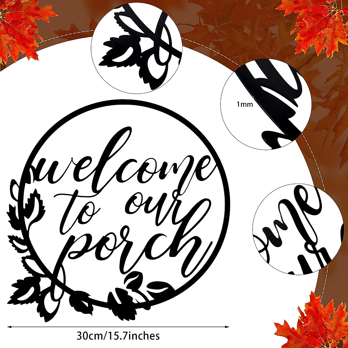 Hotop Welcome to Our Porch Metal Sign Black 11.8 Inch Wall Hanging Decor for Kitchen Farmhouse Home Office Wall Outdoor Decoration Supplies