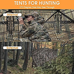 XProudeer Hunting Blind See Through Ground Blinds with 270 Degree,2-3 Person Pop Up Portable Hunting Blinds with Chair,Camouflage Hunting Tent for Deer & Turkey Hunting