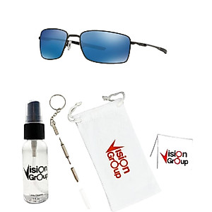 Oakley OO4075 Square Wire Sunglasses + Vision Group Accessories Bundle(Cement/Ice Iridium(407502)