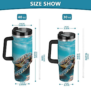 FRCSDIY Sea Turtle Insulated Tumbler with Handle and Straw Lid,30oz Leakproof Stainless Steel Cup BPA-Free Water Bottle