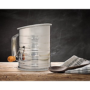 Natizo Stainless Steel 3-Cup Flour Sifter - Lid and Bottom Cover - No More Mess In Your Kitchen