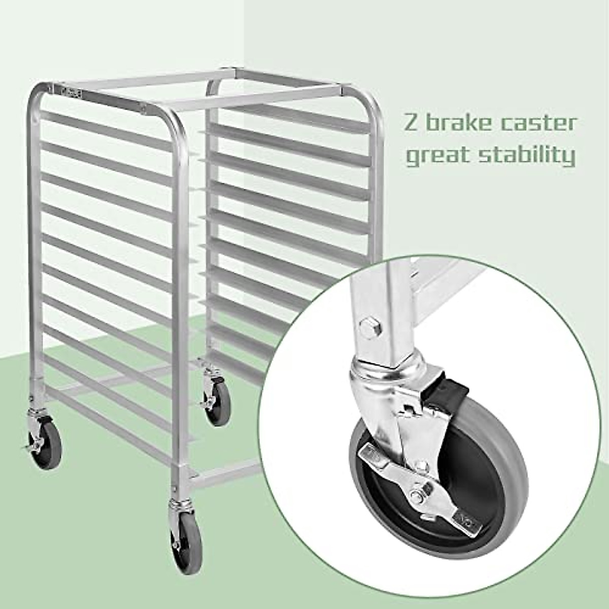 HALLY SINKS & TABLES H Bun Pan Rack 10 Tier with Wheels, Commercial Bakery Racking of Aluminum for Full & Half Sheet - Kitchen, Restaurant, Cafeteria, Pizzeria, Hotel and Home, 26" L x 20" W x 38" H