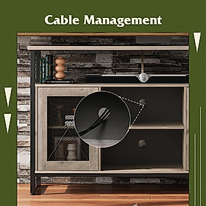 WLIVE TV Stand 55 inch TV, Tall Entertainment Center with Storage, Farmhouse Industrial TV Console for Bedroom Living Room, Greige