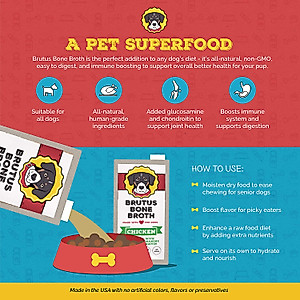 Brutus Bone Broth for Dogs (Chicken, 2-Pack) and Brutus On The Go Instant Bone Broth (Beef, 5-Pack)