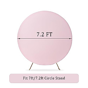 7.2ft Baby Pink Round Backdrop Cover Suitable for 7ft/7.2ft Circle Stand Polyester Iovry Birthday Party Wedding Photography Circle Arch Backdrop Cover
