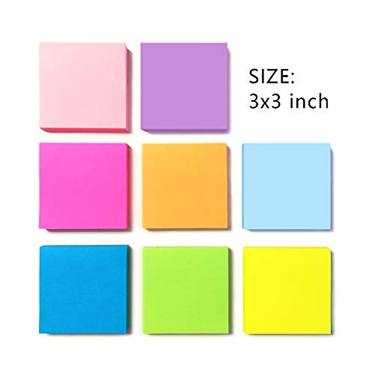 8 Pads Sticky Notes 3x3 Bright Colors Self-Stick Notes Pads Super Adhesive Sticky Notes Great Value Pack
