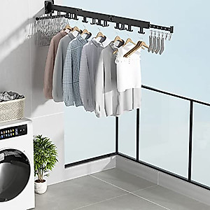 LQQBOX Tri-Fold Wall Mounted Clothes Drying Rack, Laundry Drying Rack, Space Saver Clothes Rack, Easy to Install, Retractable Foldable Design for Your Family (White)