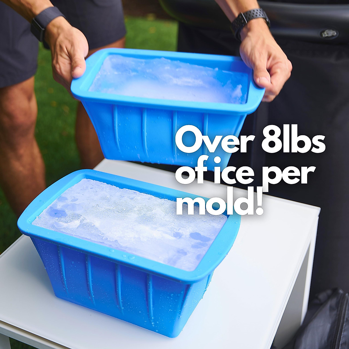 Plunge Lab Extra Large Ice Block Mold, 2-Pack, 8lb Ice Block, Ice Maker for Cold Plunge or Coolers, Reusable Steel Reinforced Silicone Molds, Big Ice Cube Molds, Ice Bath Chiller, Ice Tray