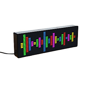 Led Music Spectrum Display,Voice-Activated Pickup Music Rhythm Lights,1624RGB Pickup With 12 Display Modes, 7 Color Modes, Creative Colorful LED Ambient Light black Spectrum voice + wire control