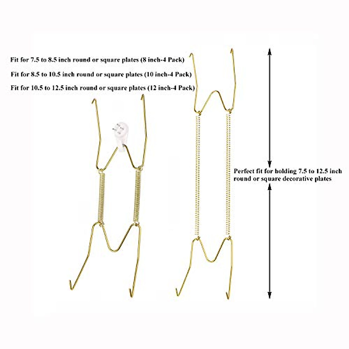 Fasunry 12 Pack Plate Hangers, 8 10 12 Inch Wall Plate Hangers and 16 Pack Wall Hooks, Compatible 7.5 to 12.5 Inch Decorative Plates, Antique China, Antique Plates and Arts