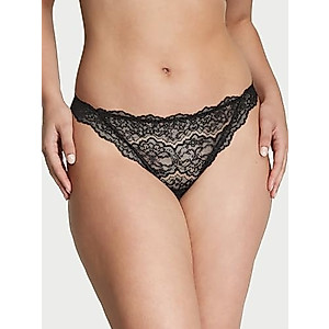 Victoria's Secret Dream Angels Lace Thong Panty, Underwear for Women, Black (M)