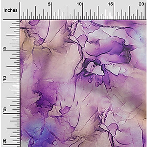 oneOone Cotton Cambric Purple Fabric Abstract Floral Quilting Supplies Print Sewing Fabric by The Yard 42 Inch Wide