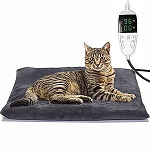 BiirBlue Pet Heating Pad, Temperature Adjustable Dog Cat Heating Pad with Overheat Protection, Indoor Heated Cat Bed for Puppy Kitten, Flame Retardant and Waterproof PVC Pet Heated Mat (Small)