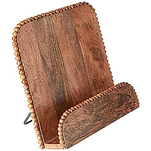 Mud Pie Beaded Cookbook Holder, 11" x 11", Natural Brown
