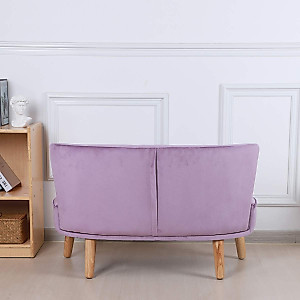 Yoonnie room 2-Seat Kid Sofa Couch with Velvet Fabric,Kid Sofa Chair with Wooden Frame for 3-6 Age Children Gift,35.6" Length, Purple