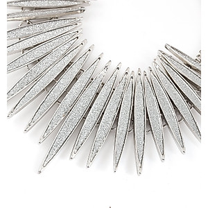 MOLOCH Sparkling Druzy Leaf Choker Necklace Fashion Gold-Tone Collar Necklace Bib Statement Chunky Tribal Necklace Woman Jewelry (silver)