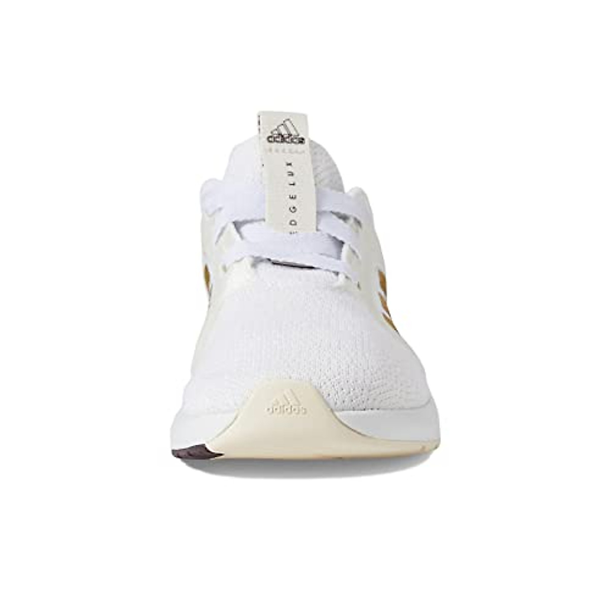 adidas Women's Edge Lux 5 Running Shoe, White/Matte Gold/Shadow Maroon, 7.5