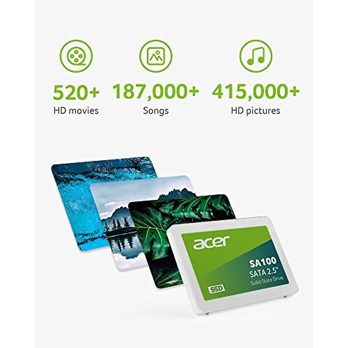 acer SA100 240GB SATA III 2.5 Inch Internal SSD - 6 Gb/s, 3D NAND Solid State Hard Drive Up to 549 MB/s - BL.9BWWA.102