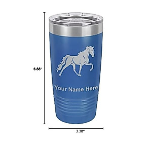 LaserGram 20oz Vacuum Insulated Tumbler Mug, Horse, Personalized Engraving Included (Dark Blue)
