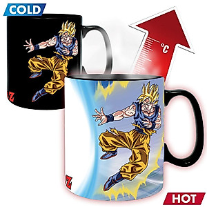 ABYstyle Dragon Ball Z Anime Premium Gift Set Includes Heat-Change Coffee Mug, Drinking Glass 10 Oz, Blue Capsule Corp Keychain Dishwasher Safe Drinkware Cold Hot Tea Mug DBZ Anime Manga 3 Pcs
