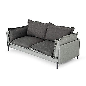 Limari Home Roch Collection Modern Style Living Room Fabric Upholstered Sofa with Titanium Alloy Metal Legs, Gray