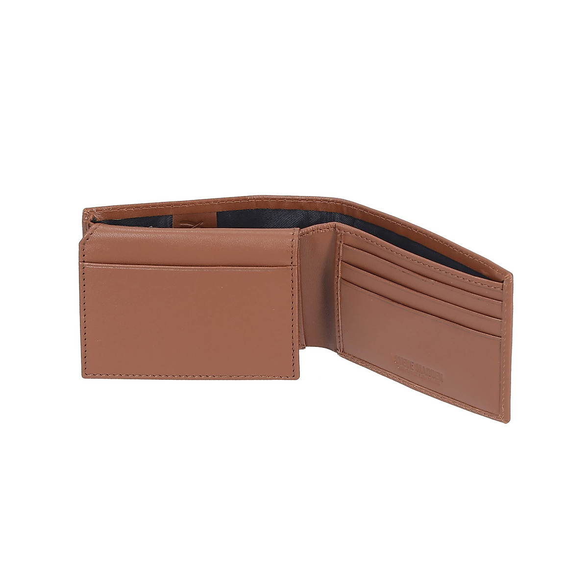 Steve Madden Men's Leather Wallet Extra Capacity Attached Flip Pockets, Cognac (Glove), One Size