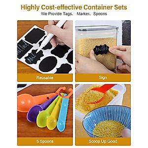 LUSCREAL Airtight Food Containers with Lids, 12 PCS Clear Organizing Containers Kitchen Canisters, Plastic Kitchen Organizers and Storage for Dry Food, Flour and Sugar,Include 20 Labels and 5 Spoons