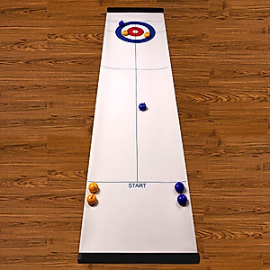 Tabletop Curling Game and Family Fun Board Games Shuffleboard Pucks with 8 Rolllers Gifts for Kids and Adults Travel Compact Storage