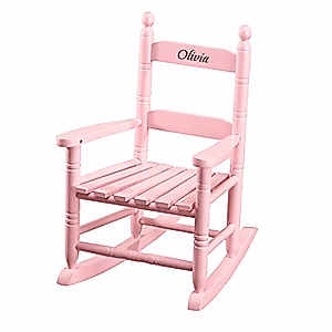 Miles Kimball Wood Personalized Pink Children's Rocker - Black Font