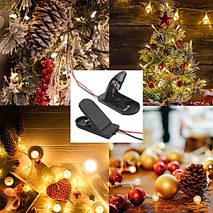 Geelyda 12PCS CR2032 Battery Holder with Switch Plastic 2x3V Button Coin Cell CR2032 Battery Holder Case Box with Wire Lead ON-Off Switch (Black)