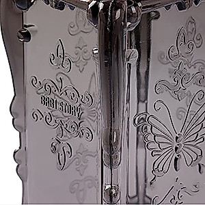 KCHENSUPLY Cotton Pad Holder Cotton Round Pad Dispenser Butterfly Design Pattern Translucent Cosmetics Make Up Cotton Pads Organizer with Cover Lid for Home Bathroom (Grey)