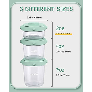 SUPERMAMA Stackable Baby Food Containers 12 Set(2/4/7oz), Baby Food Storage Containers with Airtight Lids, Baby Food Jars Freezer Safe, Easy to Store & Keep Fresh, Microwave Safe, BPA Free, Green