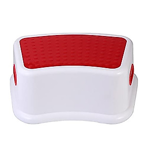 Step Stool Step 1pc Bathroom Potty Plastic Multifunctional Red Room Handle Adult Toddler Kids Footstool Safety and Non- Lightweight Non Small Bedroom Light Toddlers Baby Foot Stool