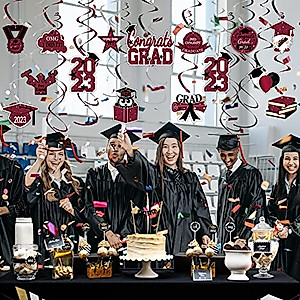 Tifeson Graduation Decorations 2023 Maroon - 36 PCS Graduation Party Supplies, Congrats Grad Hanging Swirls Decorations, High School College Graduation Party Decorations Class of 2023 Decor