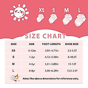 Gwenvenni Toddler Girls Double Ruffle Lace Trim Cotton Socks Frilly Dress Socks 5-Pack, Age 3-5T