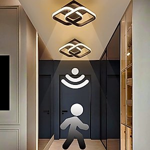 ADISUN Motion Sensor LED Ceiling Light, 22W Black Mount Motion Activated Light Fixture Ceiling lamp for Closet Laundry Bathroom Hallway Stair Porch Basement, Warm White 3000K