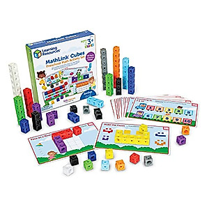 Learning Resources MathLink Cubes Preschool Math Activity Set, 115 Pieces, Ages 3+ Preschool STEM Activities, Math Activity Set and Games for Kids