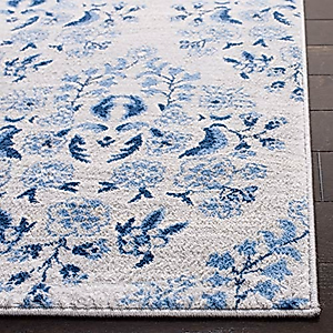 MARTHA STEWART x SAFAVIEH 2' x 4' Cream/Blue MSR2856D Floral Non-Shedding Entryway Living Room Foyer Bedroom Accent Rug (MSR2856D-24)