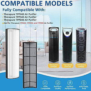 True HEPA Filter Replacement Compatible with Envion Therapure TPP440 TPP540 TPP640 TPP640S Air Purifier. Compared to Part TPP440F, 4-Stage Filtration High-efficiency Activated Carbon, 2-Pack