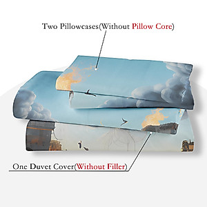 OPYINVZXX Music Duvet Cover Set Full Size, Bedding Set 3 PCS, Soft Microfiber Patterned Comforter Cover with Zipper, 1 Duvet Cover and 2 Pillowcase Twin, White