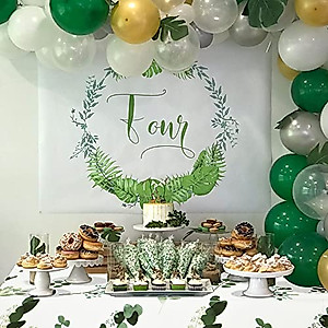 Eucalyptus Leaf Tablecloth 3pcs Sage Green Tablecloth Sage Green Baby Shower Decorations Eucalyptus Leaves Sage Greenery Plastic Table Covers for Neutral Green Baby Shower, Birthday, Wedding Decor