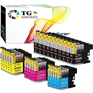 TG Imaging (25-Pack) Compatible LC203 LC203 Ink Cartridge Replacement for Brother MFC-J4420DW MFC-J4620DW MFC-J5520DW MFC-J485DW Inkjet Printer (10B+5C+5Y+5M)