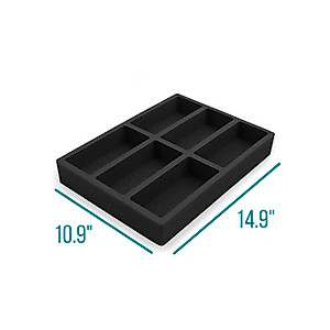 Polar Whale 2 Tea Bag Storage Deluxe Organizers Tray Drawer Bin Insert for Kitchen Home Office Condiments Packets Waterproof Washable Black Foam 6 Compartment 10.9 X 14.9 Inches