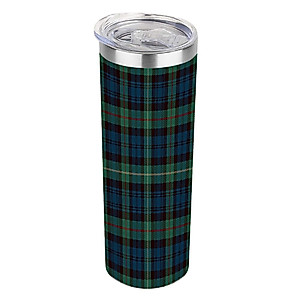 silichee 20 Oz Insulated Tumblers Stainless Steel Cup with Lid Tartan Pattern Background Blue Black Green Red Gold Plaid Flannel Shirt Tumblers Vacuum Coffee Mugs for Cold Hot Drinks for Home