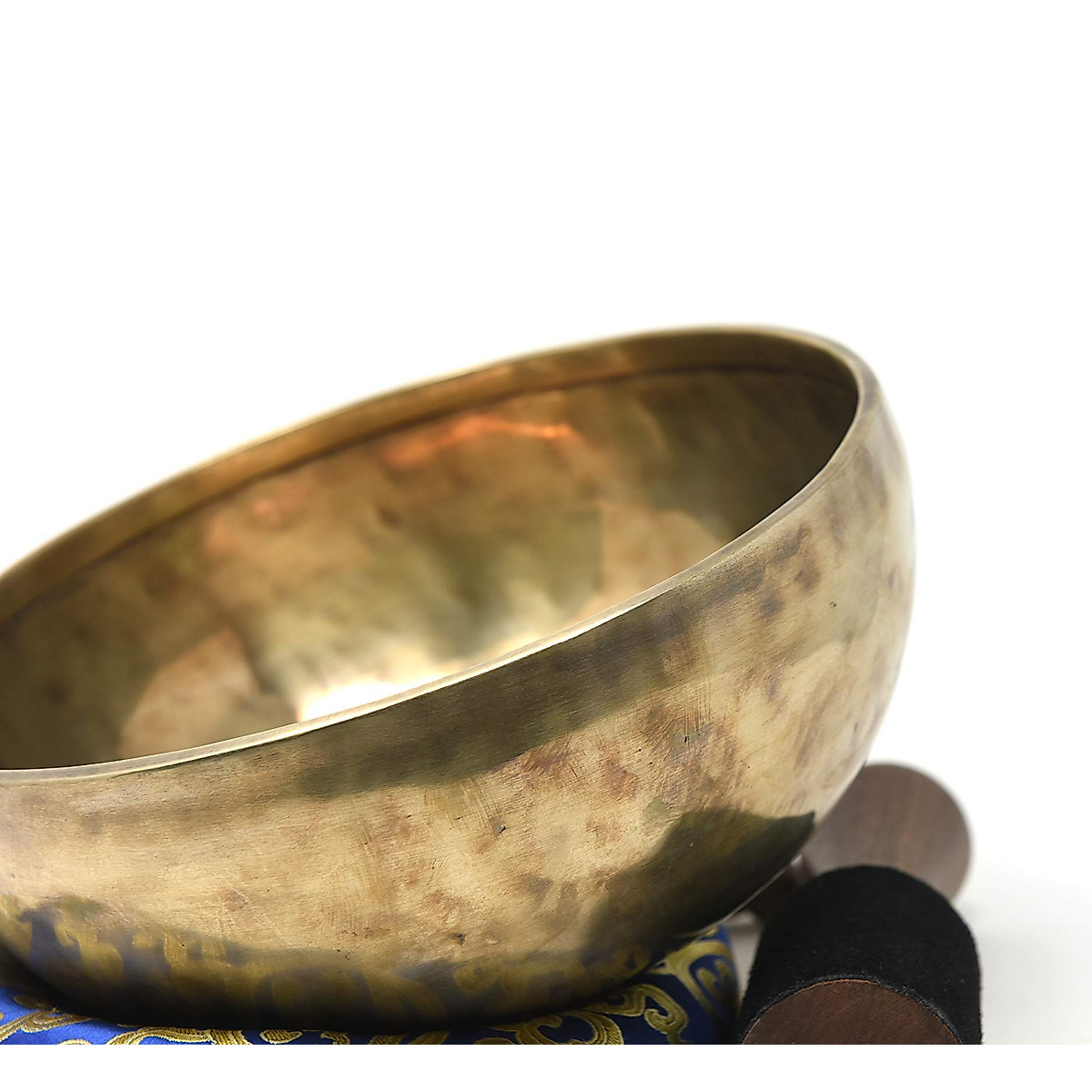 8" Large Hand-hammered Tibetan Singing Bowl for Meditation, Healing, Mindfulness, Relaxation ~ Antique Finished Bowl, Wooden Mallet, drum-stick, Silk Made Cushion