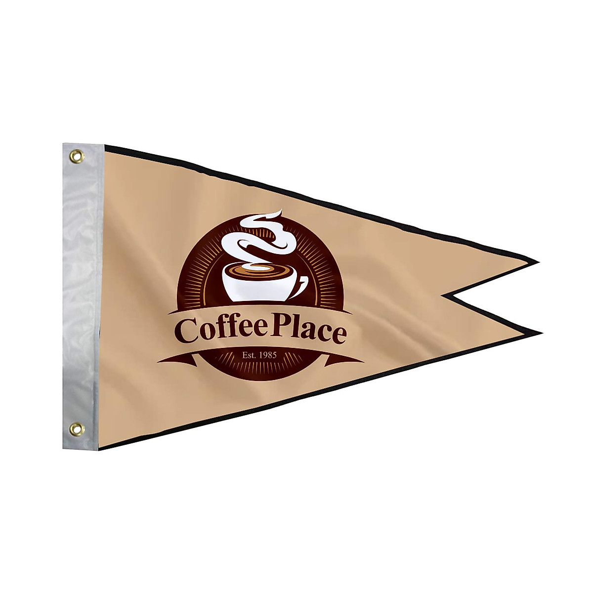BannerBuzz Burgee Flag, Double Sided with Pole Pockets or Grommets on Left, 90 GSM Knitted Polyester Fabric, Full color UV printing, Boat Flag for Events (10' x 6')