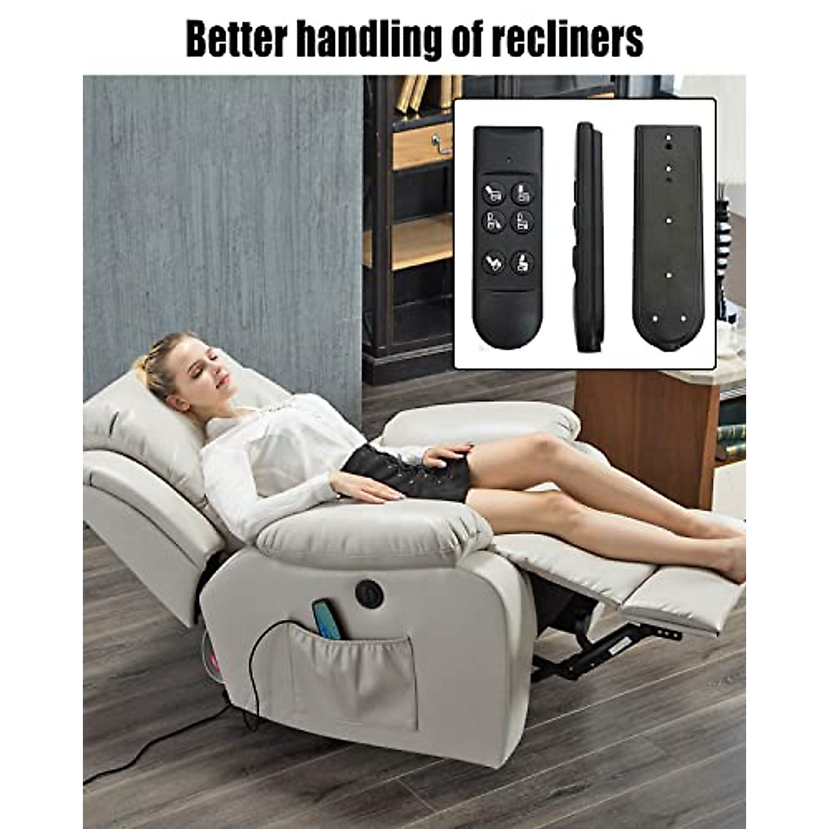 6 Button Power Lift Chair Remote Replacement with 5-Pin Plug Extension Cable, Home Recliner Hand Control Fit for Okin Golden Catnapper Dewert Limoss Power Lift Recliner Chair, (Not Fit for Lazyboy)