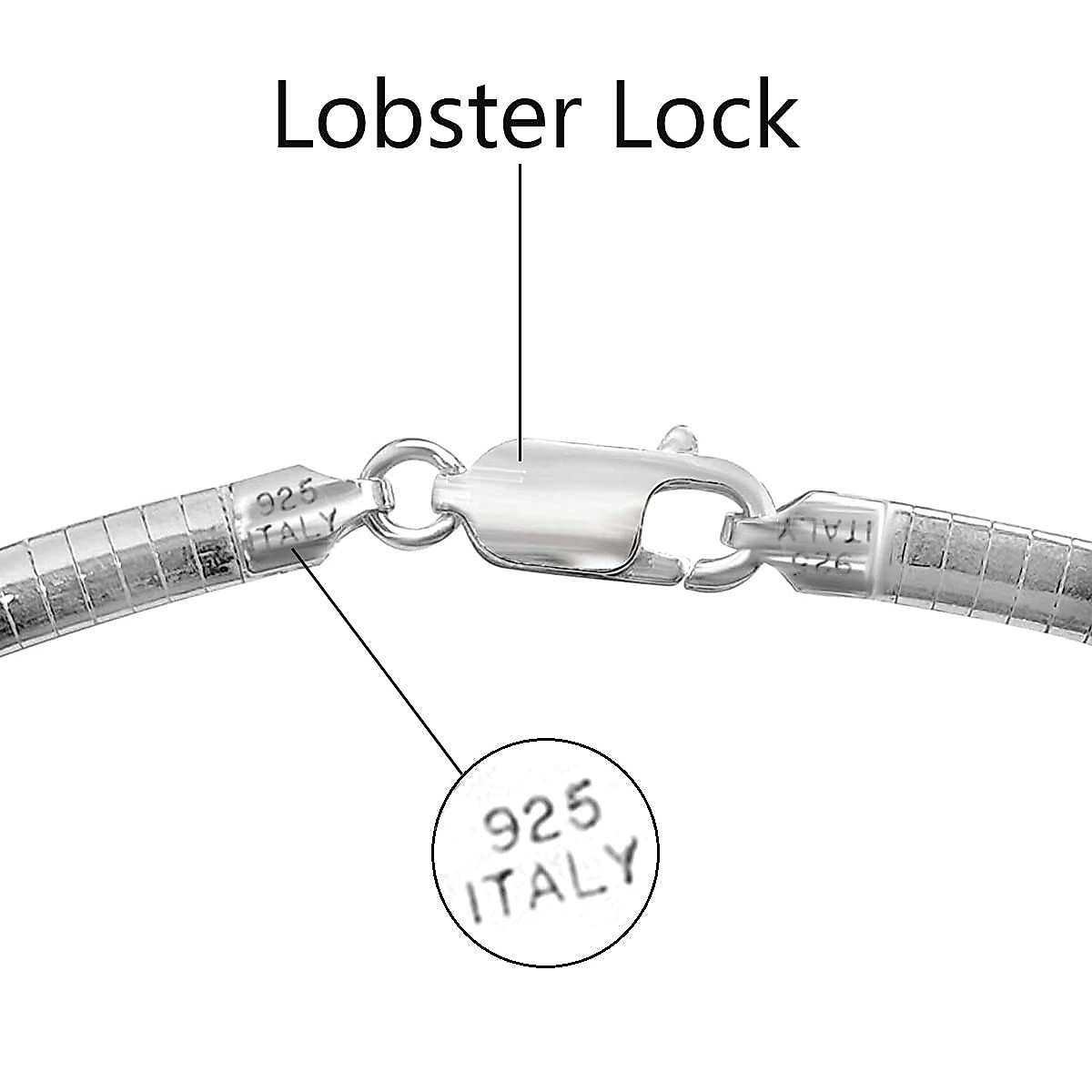 Savlano 925 Sterling Silver 3MM Italian Solid Flat Omega Chain Necklace for Women - Made in Italy Comes With a Gift Box (16)